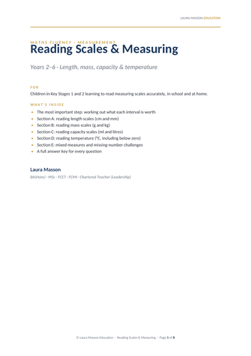Reading Scales & Measuring | Teaching Resources