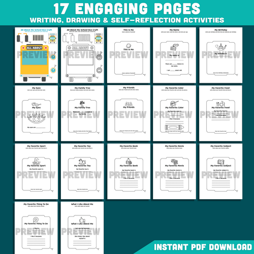 All About Me School Bus Template, Back to School Craft Book, Student ...