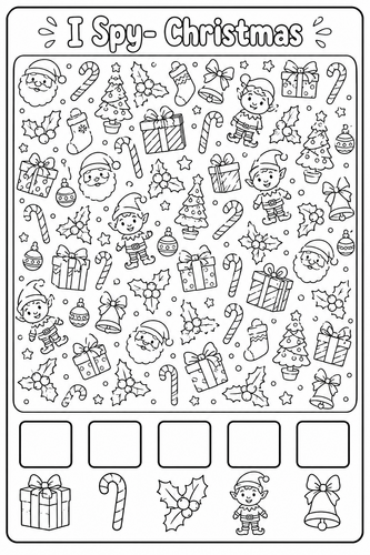 I Spy Christmas Counting and Colouring Worksheet | Teaching Resources