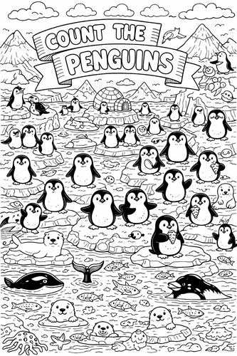 Count the Penguins Colouring Page | Teaching Resources