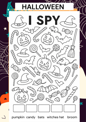 Halloween I Spy Counting and Colouring Sheet | Teaching Resources