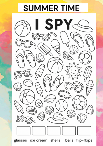 Summer Holidays I Spy Counting and Colouring Sheet | Teaching Resources