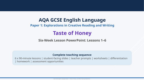 AQA GCSE English Language Paper 1 Practice Text: Taste of Honey ...