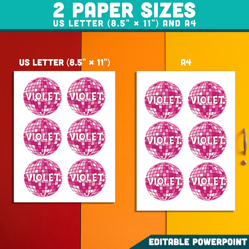 Retro Disco Ball Name Tags, Editable Locker & Cubby Labels, Colorful ...