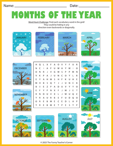 Months of the Year Word Search | K–2 Vocabulary Activity | Teaching ...