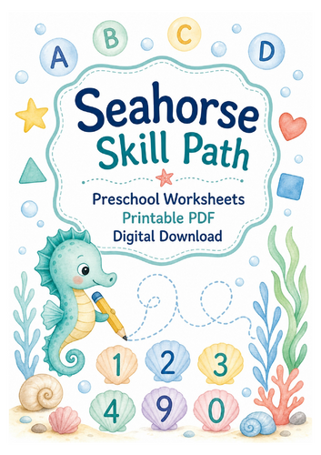 Seahorse Preschool Skills Worksheets | Teaching Resources
