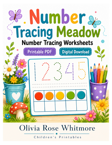 Number Tracing Meadow Worksheets for Kids | Teaching Resources