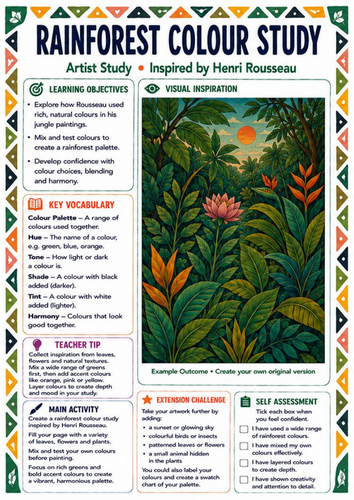 Henri Rousseau Rainforest Colour Study | KS3 Colour Theory Art ...