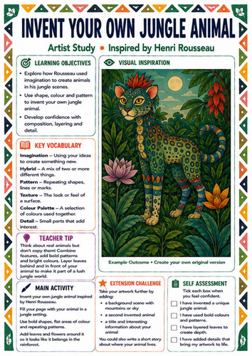Henri Rousseau Invent Your Own Jungle Animal | KS3 Creative Art ...