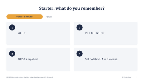 IGCSE mock revision: Statistics and probability grades 6–7 (Edexcel ...