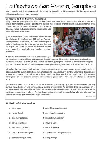 Spanish Festivals : San Fermin | Teaching Resources