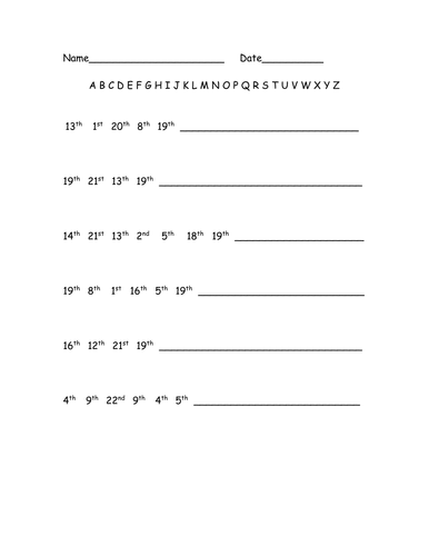 Alphabet ordinals | Teaching Resources