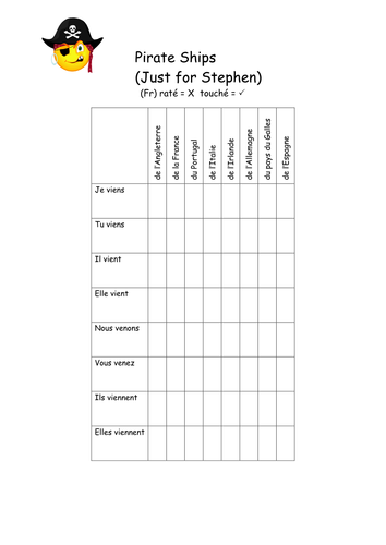 Battleships Games French/Spanish | Teaching Resources