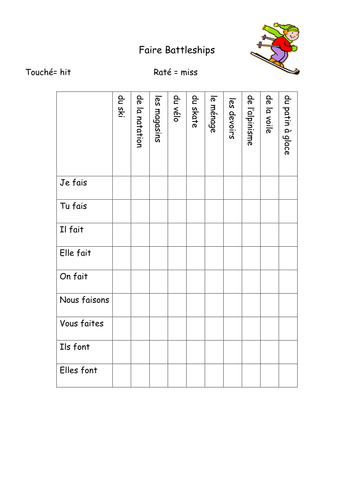 Battleships Games French/Spanish | Teaching Resources