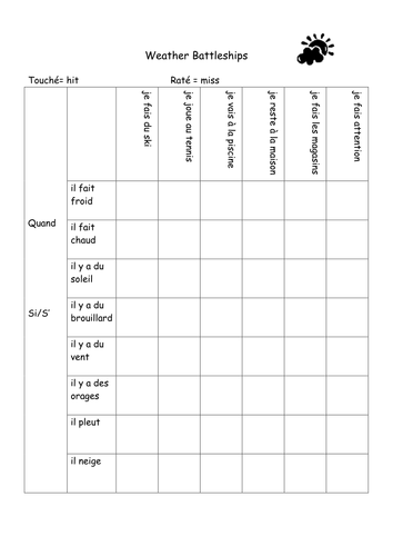 Battleships Games French/Spanish | Teaching Resources