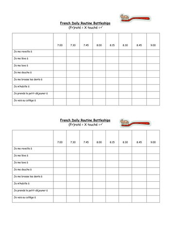 Battleships Games French/Spanish | Teaching Resources