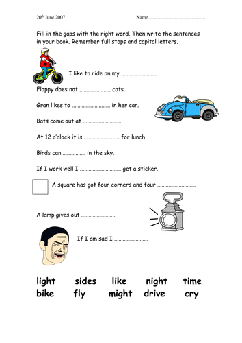 igh i_e i and y long i sound cloze worksheet | Teaching Resources