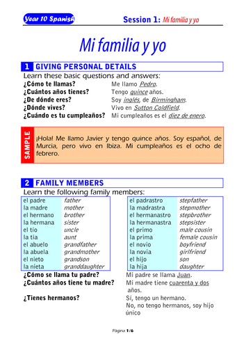 Spanish Family - Familia | Teaching Resources