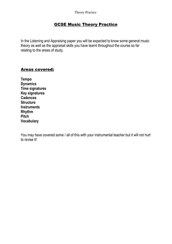 GCSE Music theory resource booklet | Teaching Resources GCSE Music theory resource booklet | Teaching Resources