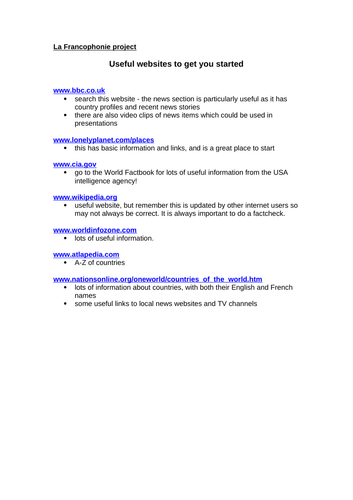 La Francophonie Year 9 end of year cultural project bundle | Teaching ...