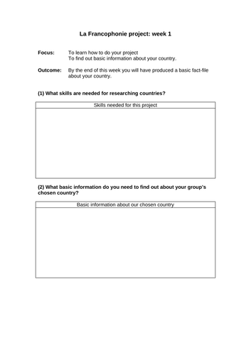 La Francophonie Year 9 end of year cultural project bundle | Teaching ...