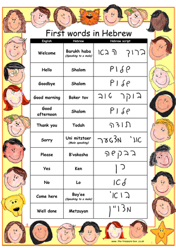 Useful words and phrases in Hebrew ~ Ideal for children with an Israel ...