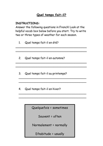 Simple weather - French primary resource by jocov - UK Teaching ...