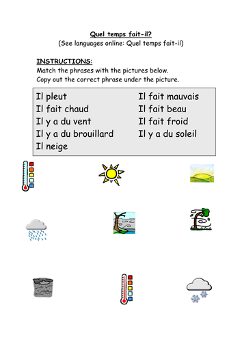 Simple weather - French primary resource by jocov - Teaching Resources ...