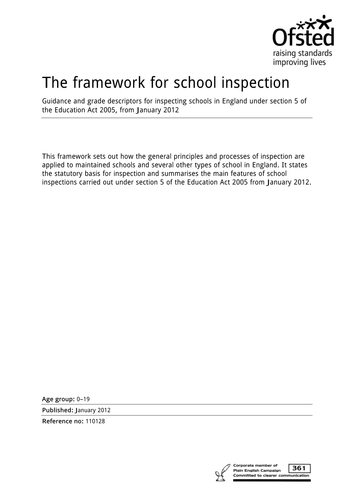 2012 Sept Ofsted Observation Criteria & Others | Teaching Resources