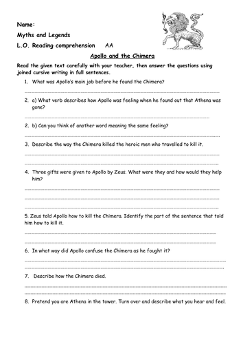 Apollo Myth text and diff' comprehension LKS2 by mariaped - Teaching ...