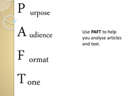 Purpose, Audience, Format, Tone (PAFT) | Teaching Resources