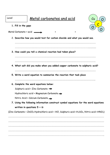 Metal carbonates and Acid AFL lesson | Teaching Resources