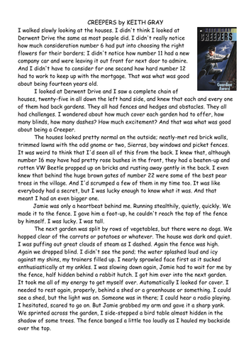 CREEPERS by Keith Gray | Teaching Resources CREEPERS by Keith Gray | Teaching Resources