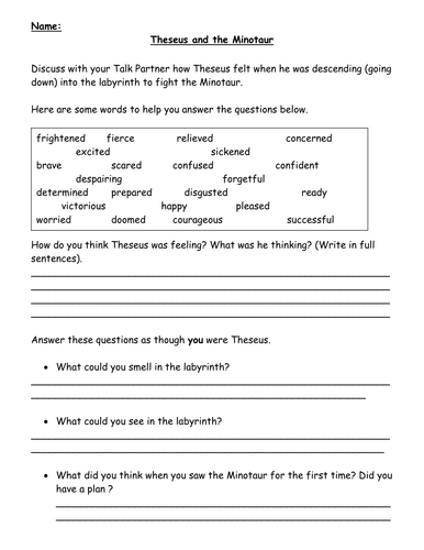 Theseus and the Minotaur by mariaped - Teaching Resources - TES