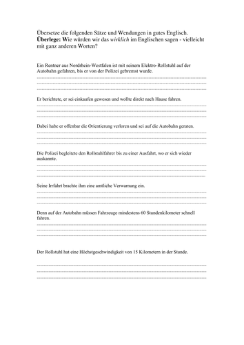 Translation practice Ger to Eng AS WJEC | Teaching Resources