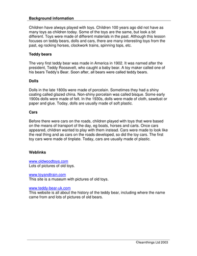 How toys have changed | Teaching Resources