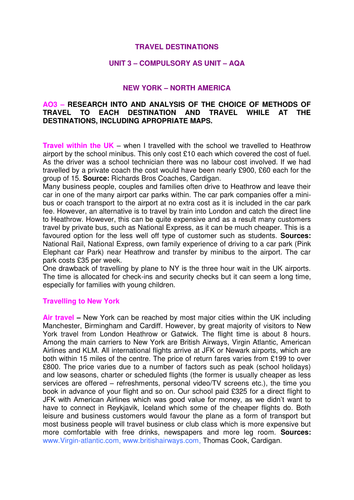 Travel Destinations Case Study | Teaching Resources