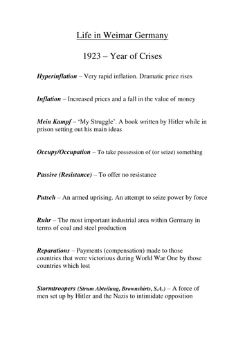 Invasion of the Ruhr and Hyperinflation | Teaching Resources