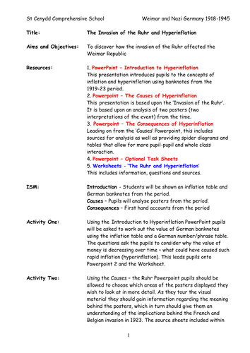 Invasion of the Ruhr and Hyperinflation | Teaching Resources
