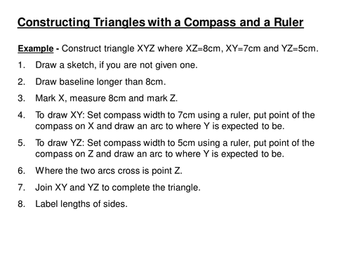 Constructing Triangles with a Compass - KS3 | Teaching Resources