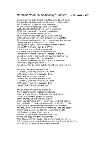 Eminem - poetry unit by aenema211 - Teaching Resources - TES