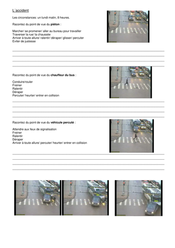 Vocabulaire Accident de la Route | Teaching Resources