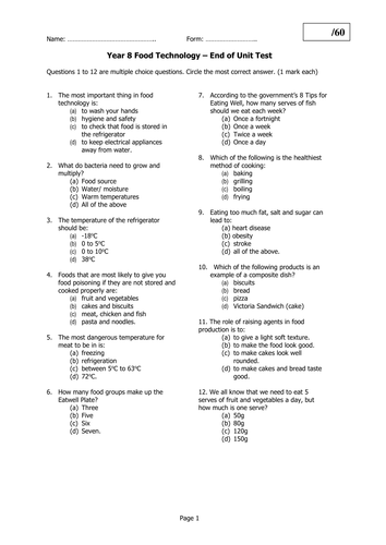 Year 8 Food Technology Scheme of Work | Teaching Resources