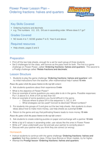 Flower Power - Order Fractions, Decimals & % Game | Teaching Resources