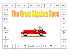 The great algebra race. Game KS3. | Teaching Resources