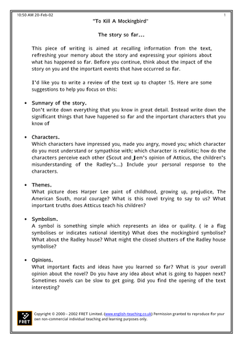 To Kill a Mockingbird by Harper Lee: Character study | Teaching Resources