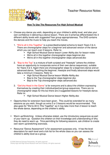 High School Musical Dances | Teaching Resources