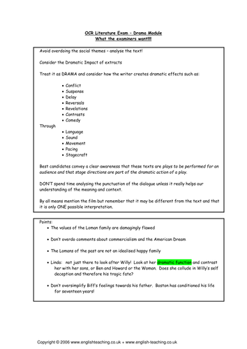 Death of a Salesman by Arthur Miller. Exam revision | Teaching Resources