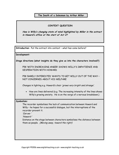 Death of a Salesman by Arthur Miller: Willy | Teaching Resources