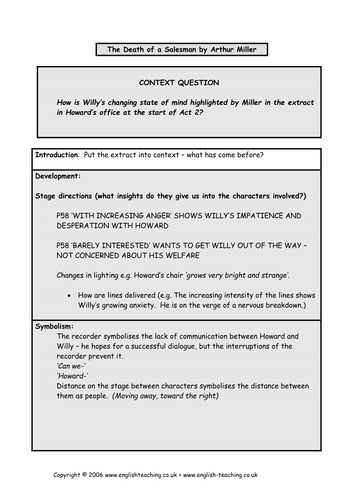 Death of a Salesman by Arthur Miller: Willy | Teaching Resources